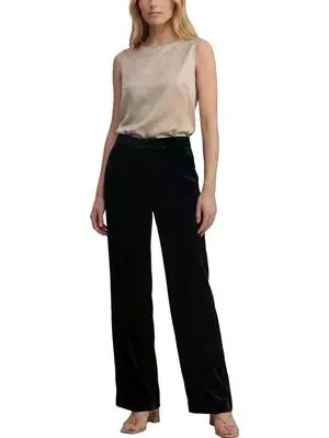 FERRAGAMO Velvet Wide Leg Trousers - Black