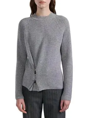 Barbara Bui Asymmetrical Zip Sweater - Grey