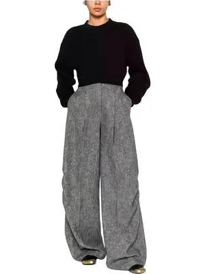 UMA WANG Ribbed Knit Cropped Sweater - Black
