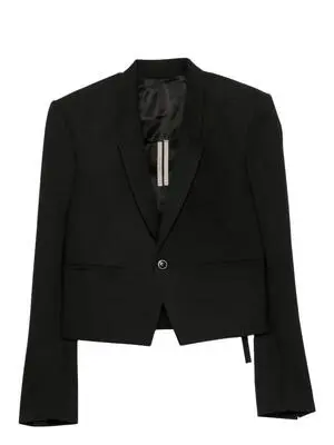 Rick Owens Cropped Blazer With Buckle-strap Detail - Black
