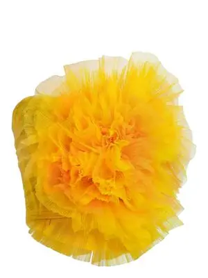 GEMY MAALOUF Ruffled Tulle Corset Dress - Yellow