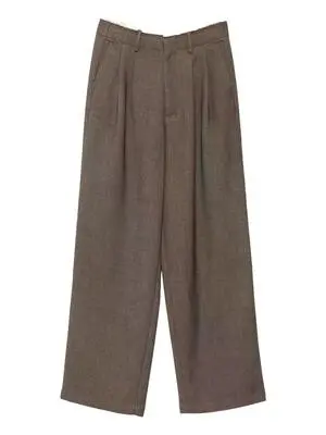 ELEH Pleated Palazzo Pants - Brown