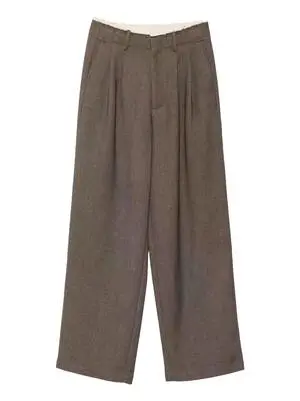 ELEH Pleated Palazzo Pants - Brown