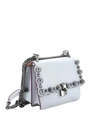 Fendi Kan I Bag Studded Leather Small Shoulder Bag - Blue