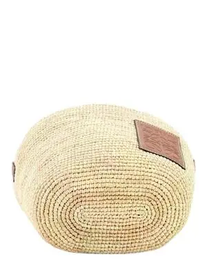 Loewe Woven Raffia And Leather Anagram Jacquard Bucket Bag - Brown
