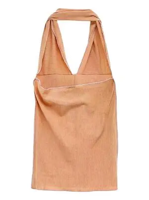 BASERANGE Ribbed Knit Halterneck Top - Neutrals