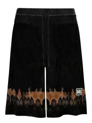 Amiri Tie-dye Knit Shorts With Ma Icon Appliqu - Black