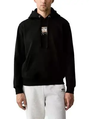 Alpha Industries Logo Print Drawstring Hoodie - Black