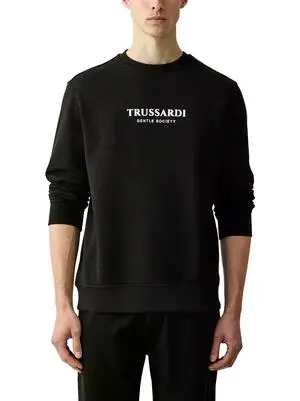TRUSSARDI Logo Print Crew Neck Sweater - Black