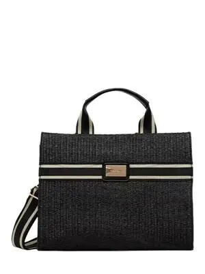 MORGAN Logo Plaque Tote Bag - Black
