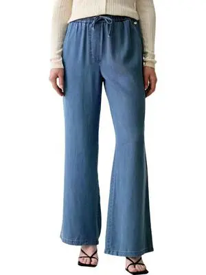 MOS MOSH Wide-leg Jeans With Drawstring Waist - Blue