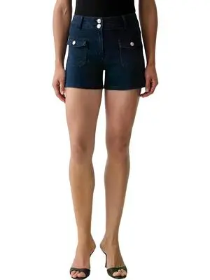 MORGAN Button-detail Pocket-flap Shorts - Blue