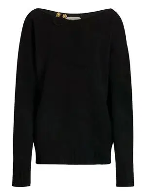 Alberta Ferretti Button-embellished Boat-neck Sweater - Black