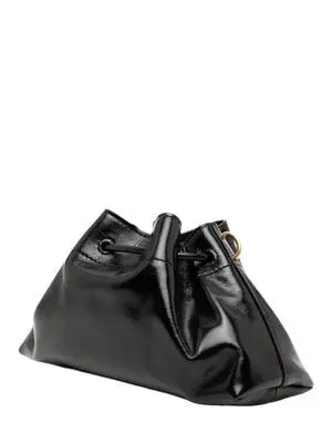JIMMY CHOO Patent Drawstring Bucket Bag - Black