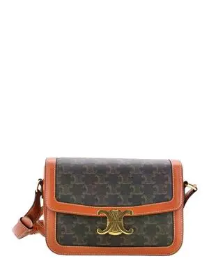 Celine Triomphe Coated Canvas Medium Shoulder Bag - Brown