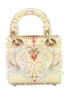 Dior Christian Dior Lady Dior Embroidered Calfskin Mini Satchel Multicolour