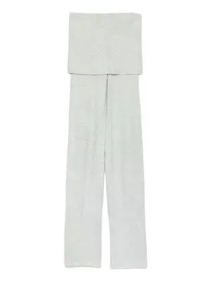 AYA MUSE Foldover-waist Bouclé-knit Trousers - Silver