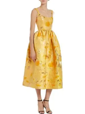 MARKARIAN Corset Midi Dress - Yellow