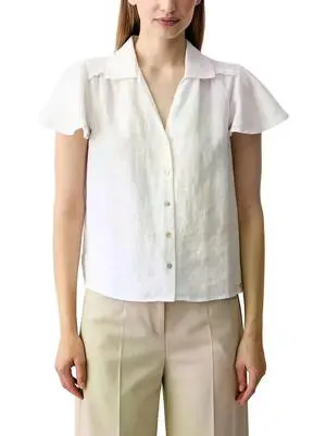 PEDRO DEL HIERRO Shirred Flutter-sleeve Shirt - White
