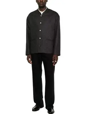 JIL SANDER Band Collar Single-breasted Jacket - Grey
