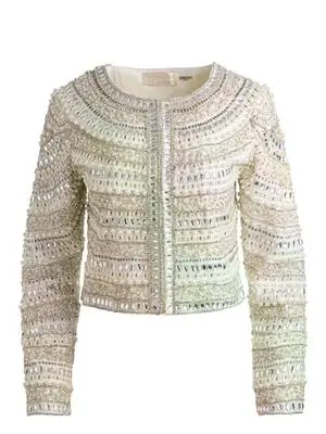 Alice + Olivia Embellished Cropped Jacket - Neutrals