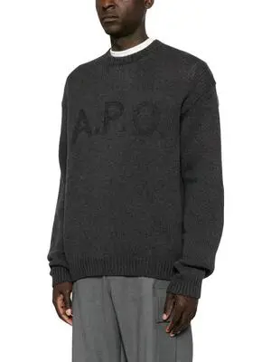A.p.c. Logo Intarsia Crewneck Sweater - Grey