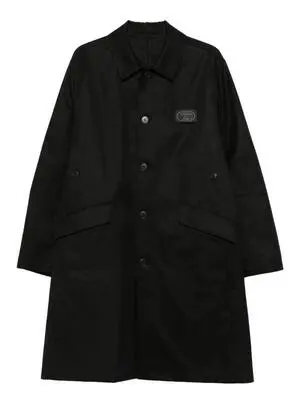 Undercover Single-breasted Coat With Graphic Patches - Black
