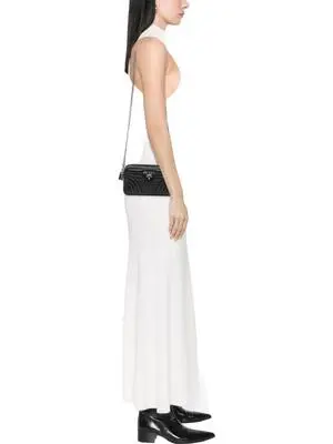 Prada Mini Soft Calf Impunture Diagramme Double Zip Crossbody Bag - Black