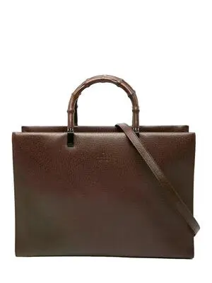 Gucci Calfskin Bamboo Satchel - Brown