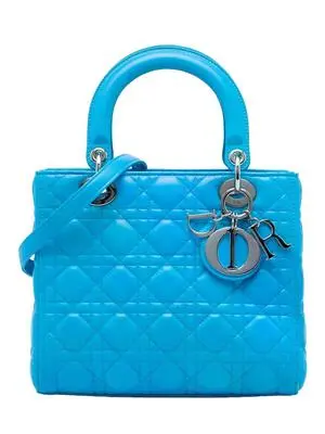 Dior Christian Dior Lambskin Cannage Lady Dior Satchel Blue
