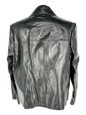 AMI Paris Single-breasted Leather Blazer - Black