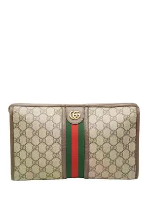 Gucci Ophidia Gg Supreme Web Clutch Bag - Neutrals