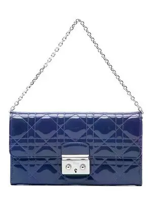 Dior Christian Dior Patent Cannage Miss Dior Wallet On Chain Handbag Blue
