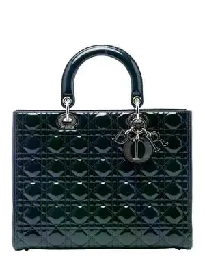 Dior Christian Dior Patent Cannage Lady Dior Satchel Blue