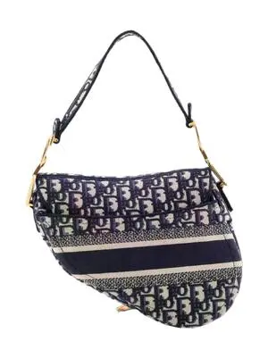 Dior Christian Dior Saddle Handbag - Logo Embroidered Oblique Canvas Blue
