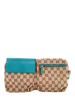 Gucci Double Gg Canvas Belt Bag - Blue