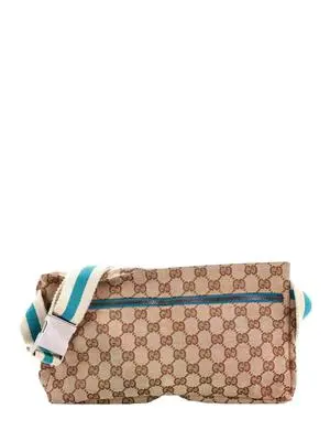 Gucci Double Gg Canvas Belt Bag - Blue