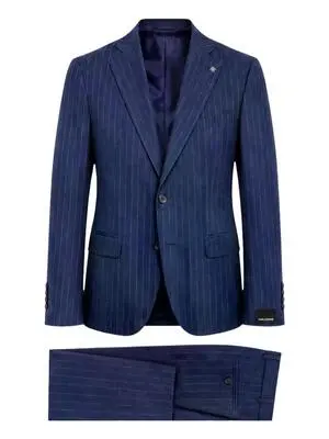 Tagliatore Pinstripe-pattern Single-breasted Suit - Blue