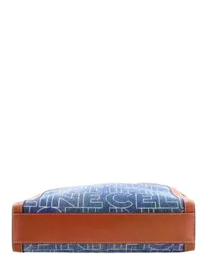 CELINE Celine Vertical Cabas Triomphe Denim And Leather Small Tote Bag