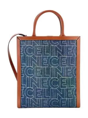 Celine Celine Vertical Cabas Triomphe Denim And Leather Small Tote Bag Blue