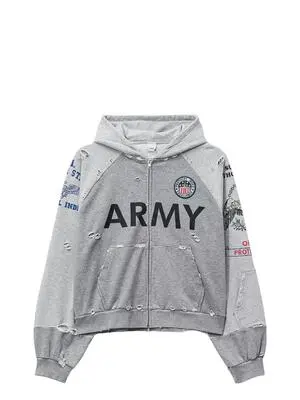 PROTOCOL INDEX Reconstructed Distressed Hoodie - Grey