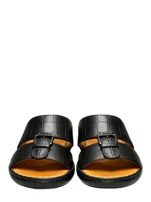 DOUCAL'S Croc-effect Buckle Fastening Sandals - Black