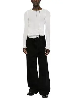 ANN DEMEULEMEESTER Tie-fastening Wide-leg Trousers - Black