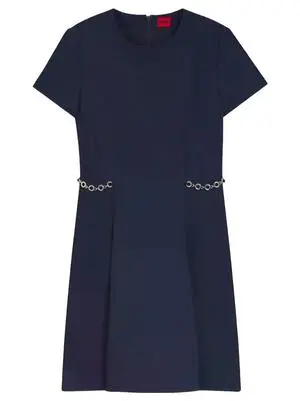 Hugo Chain-detail Short-sleeve Mini Dress - Blue