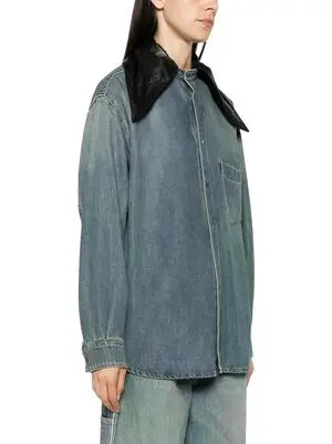 DARKPARK Contrast Collar Denim Shirt - Blue