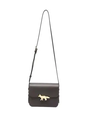 Maison Kitsuné Fox-plaque Leather Shoulder Bag - Brown