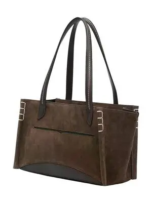 JW Anderson Contrast Stitch Suede Tote Bag - Brown