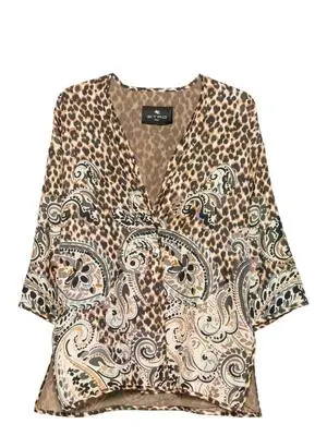 Etro Leopard & Paisley Print Jacket - Brown