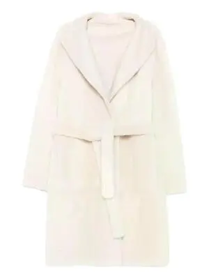 YVES SALOMON Belted Shearling Coat - Neutrals