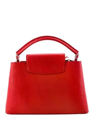 LOUIS VUITTON Capucines Bag Leather Pm Satchel - Red